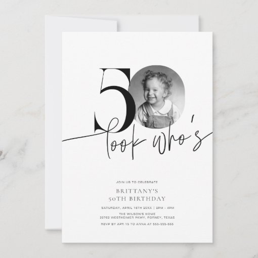 Look Who's 50 Simple Elegant 50th Birthday Invitation | Zazzle