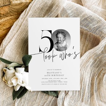 Look Who's 50 Simple Elegant 50th Birthday Invitation | Zazzle