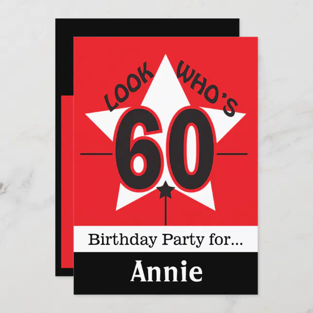 Look Who's 60 | 60th Birthday | DIY Text Invitation | Zazzle