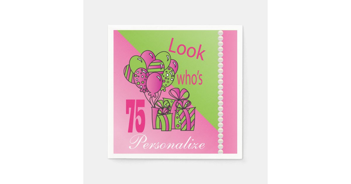 Look Who's 75 | 75th Birthday Paper Napkins | Zazzle