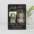 Look Who's 75 Black & Gold 2 Photo Birthday Party Save The Date | Zazzle