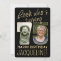 Look Who's 75 Black & Gold Birthday Party 2 Photo Invitation | Zazzle