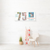 Look Who's 75 Photo Collage 75th Birthday Party Banner | Zazzle