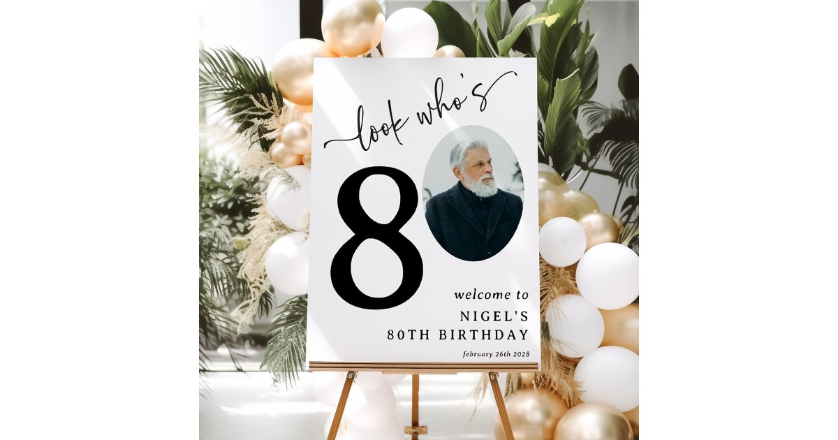 Look Who's 80! Modern Photo 80th Birthday Foam Board | Zazzle