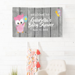 Look Who's Baby Shower Pink Owl Banner | Zazzle