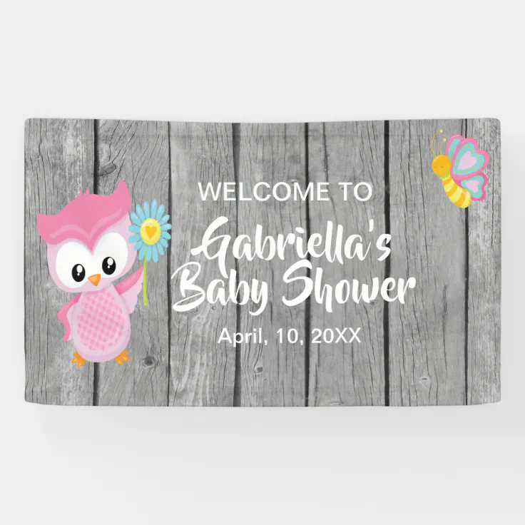 Look Who's Baby Shower Pink Owl Banner | Zazzle