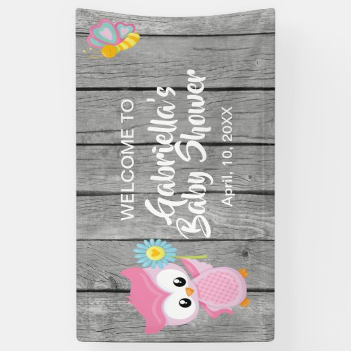 Look Who's Baby Shower Pink Owl Banner | Zazzle