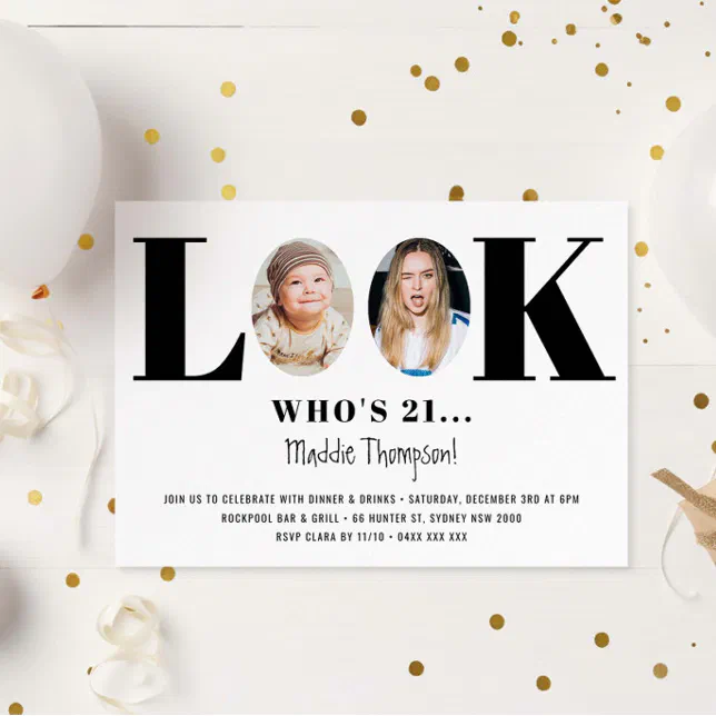Look Who's Birthday Funny Photo Invitation | Zazzle