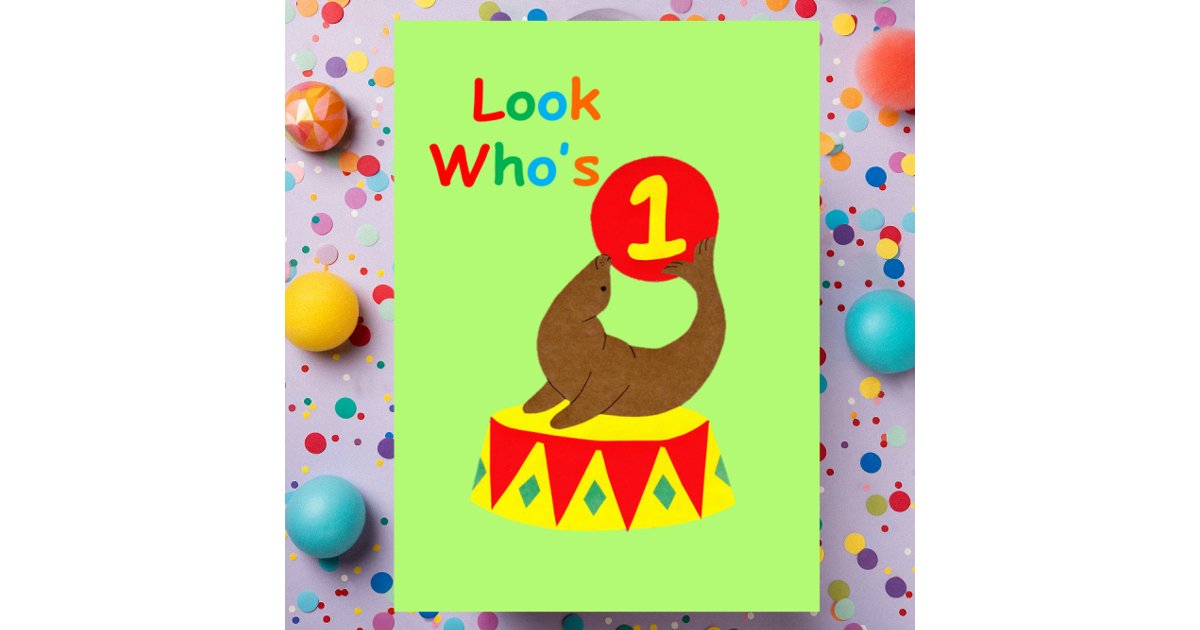 Look Who's One First Birthday Card | Zazzle