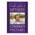 Look Who's Retired Big Photo Purple Retirement Card | Zazzle