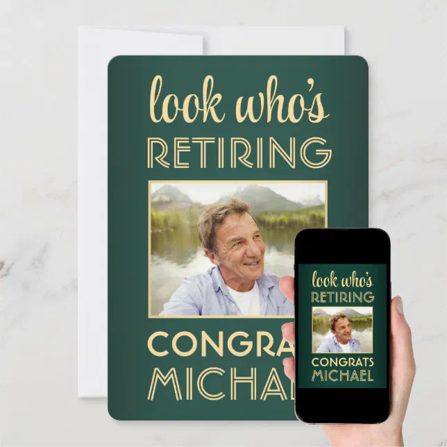 Look Who's Retiring Green Retirement Party Photo Invitation | Zazzle