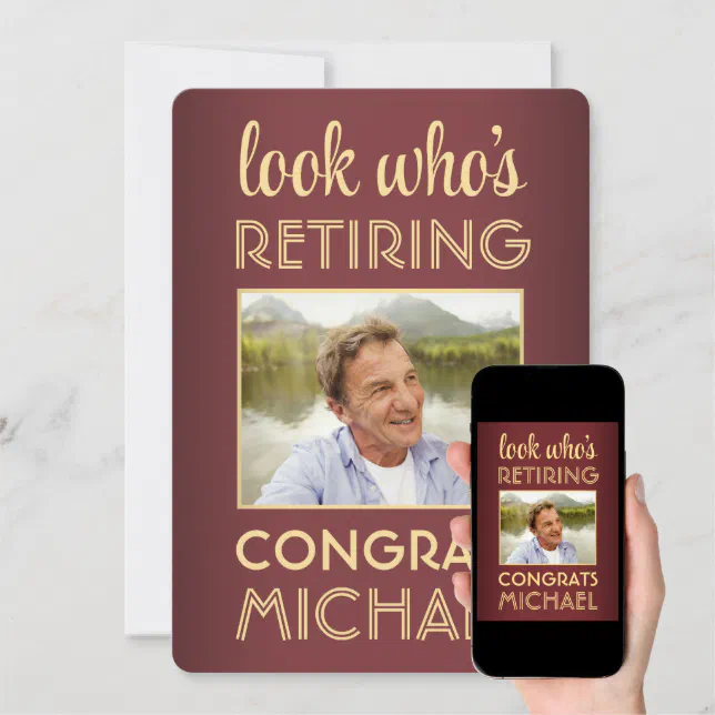Look Who's Retiring Red Retirement Party Photo Invitation | Zazzle