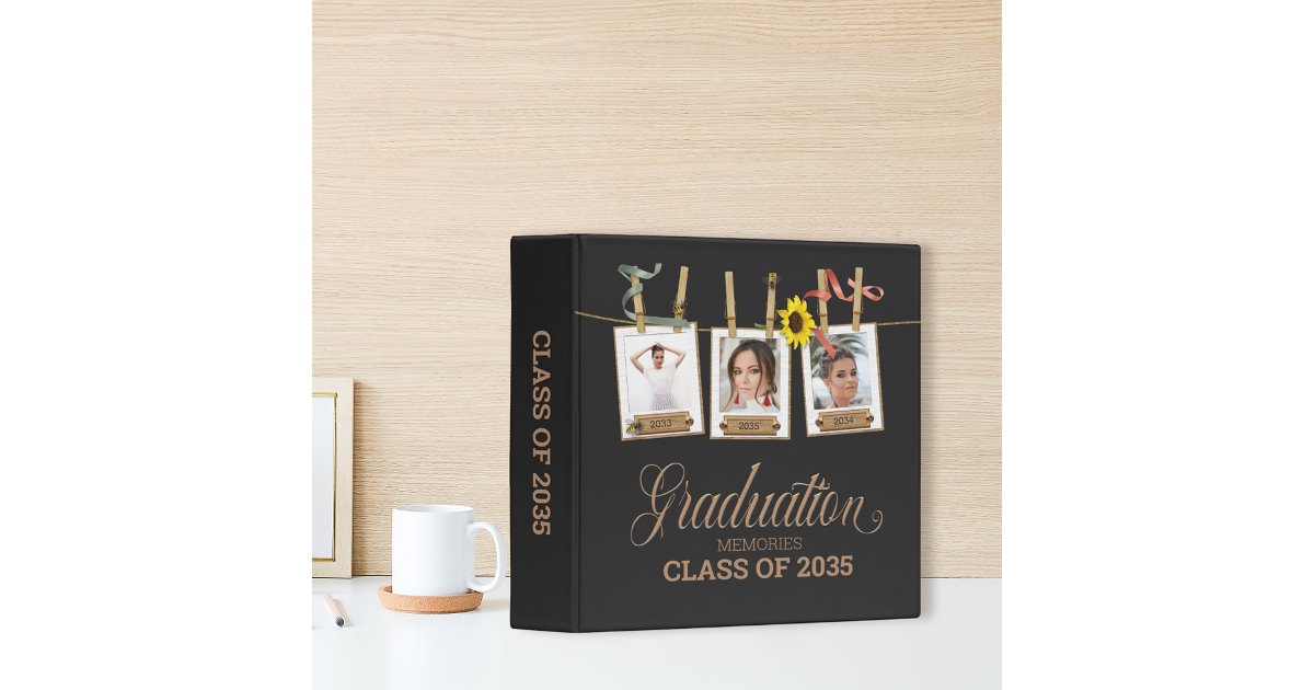 Looking Back Graduation Photo Memory Book Album 3 Ring Binder | Zazzle