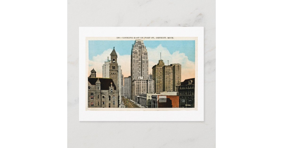 Looking East on Fort Street Detroit, Michigan Postcard | Zazzle