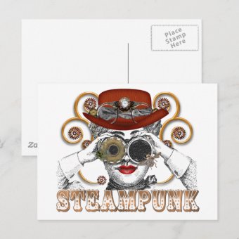looking steampunked steampunk collage art postcard | Zazzle