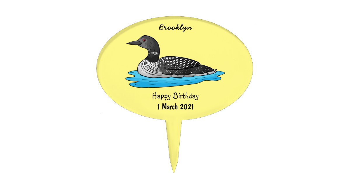 Loon bird cartoon illustration cake topper | Zazzle