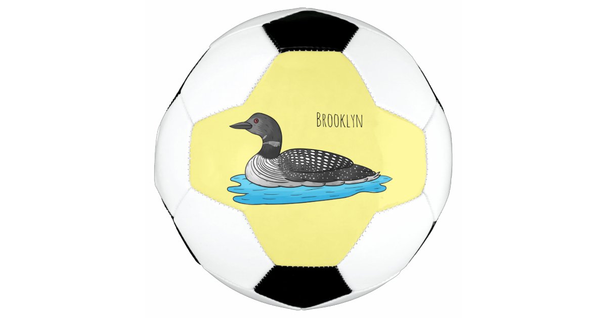 Loon bird cartoon illustration soccer ball | Zazzle