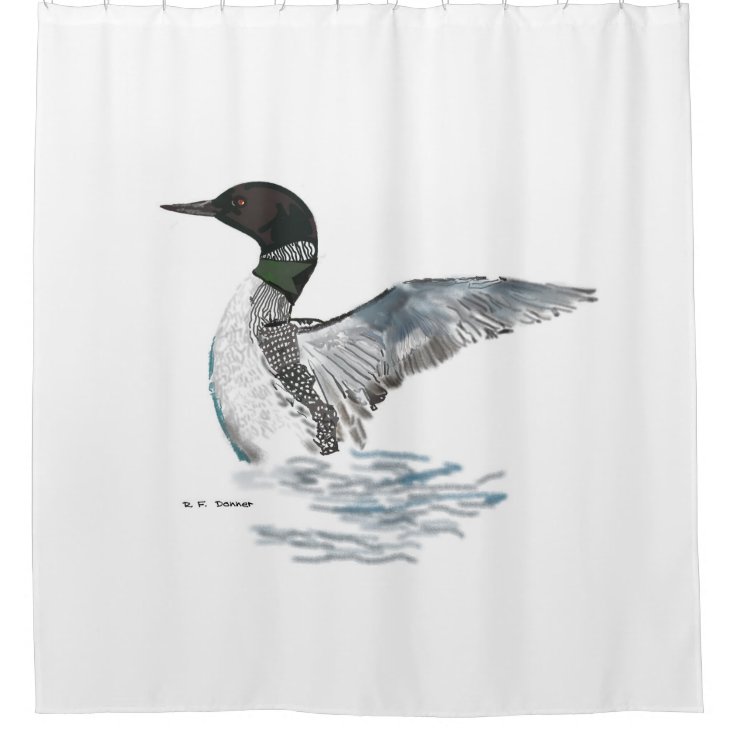 Loon flexing shower curtain | Zazzle