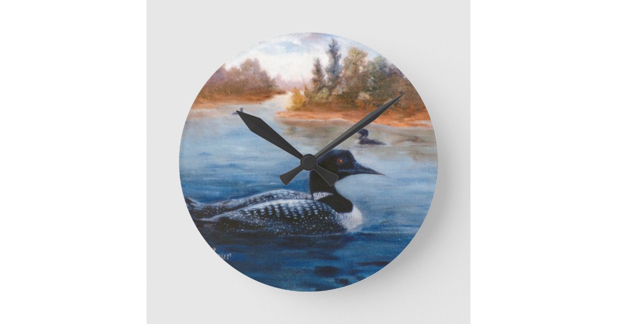 Loon Lake Round Clock | Zazzle