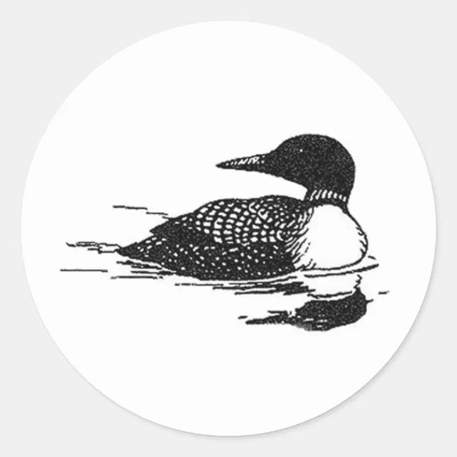 Loon Line Art Classic Round Sticker | Zazzle