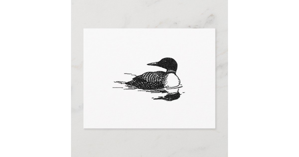 Loon Line Art Postcard | Zazzle