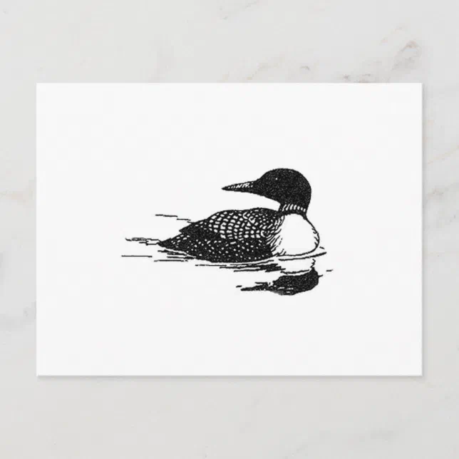 Loon Line Art Postcard | Zazzle