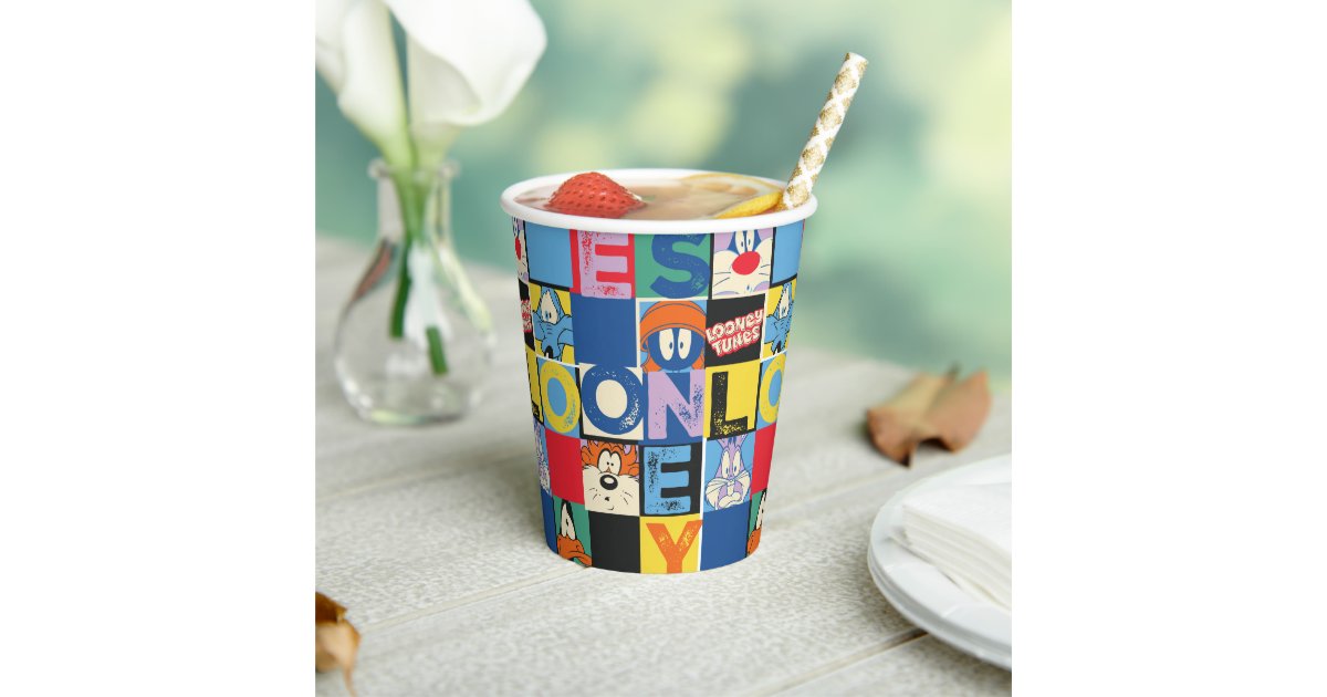 LOONEY TUNES™ Character Checker Blocks Paper Cups | Zazzle