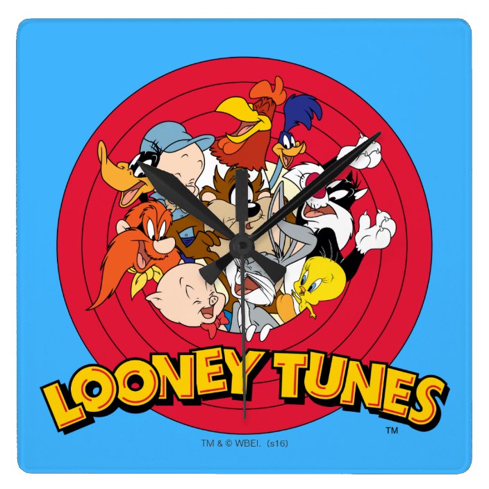 LOONEY TUNES™ Character Logo Square Wall Clock | Zazzle.com