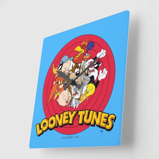 LOONEY TUNES™ Character Logo Square Wall Clock | Zazzle
