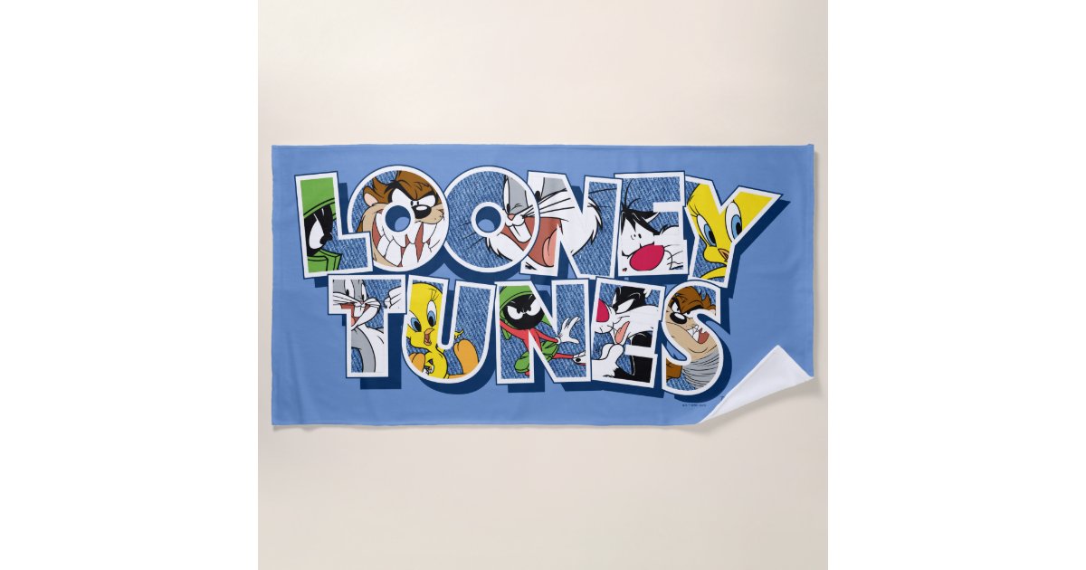 LOONEY TUNES™ Characters in Lettering Beach Towel | Zazzle