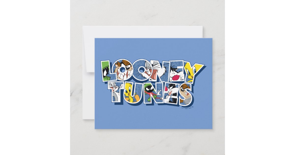 LOONEY TUNES™ Characters in Lettering Note Card | Zazzle