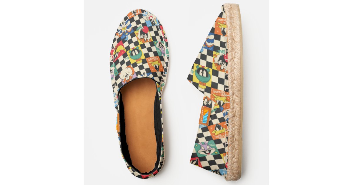 LOONEY TUNES™ Characters on Black & White Checker Espadrilles | Zazzle