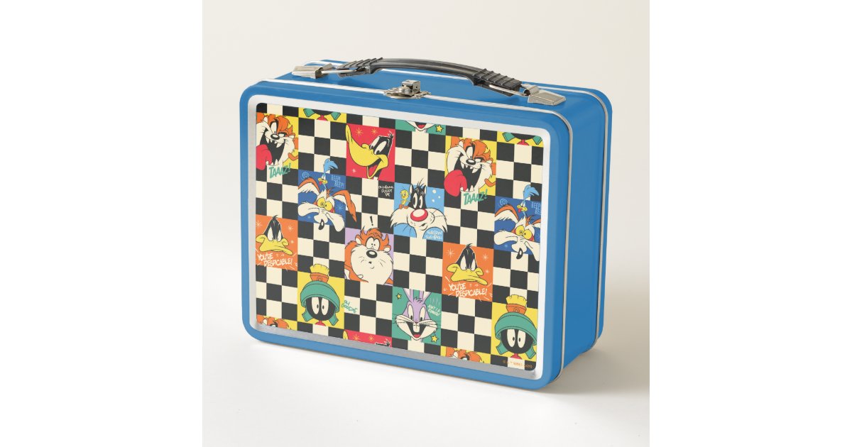 LOONEY TUNES™ Characters on Black & White Checker Metal Lunch Box | Zazzle