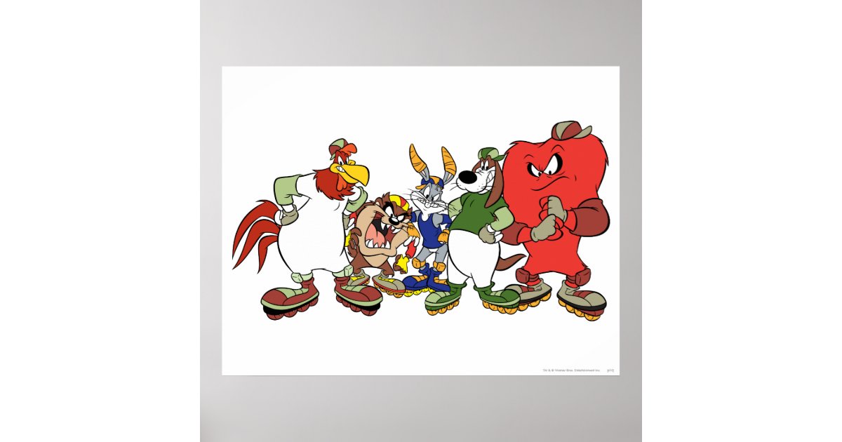 LOONEY TUNES™ Group Rollerblade Picture Poster | Zazzle