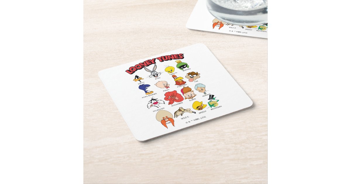 LOONEY TUNES™ Headshots Square Paper Coaster | Zazzle