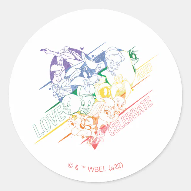 LOONEY TUNES™ - Love and Celebrate Classic Round Sticker | Zazzle