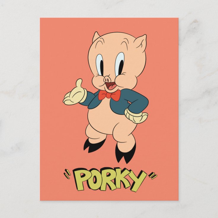 LOONEY TUNES™ Retro Laughs | Porky Pig Postcard | Zazzle
