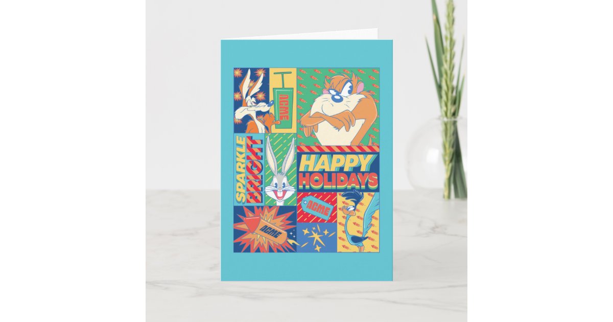 LOONEY TUNES™ | Sparkle Bright Happy Holidays Note Card | Zazzle