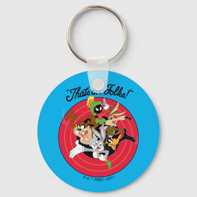 LOONEY TUNES™ "THAT'S ALL FOLKS!™" Bullseye Group Keychain | Zazzle
