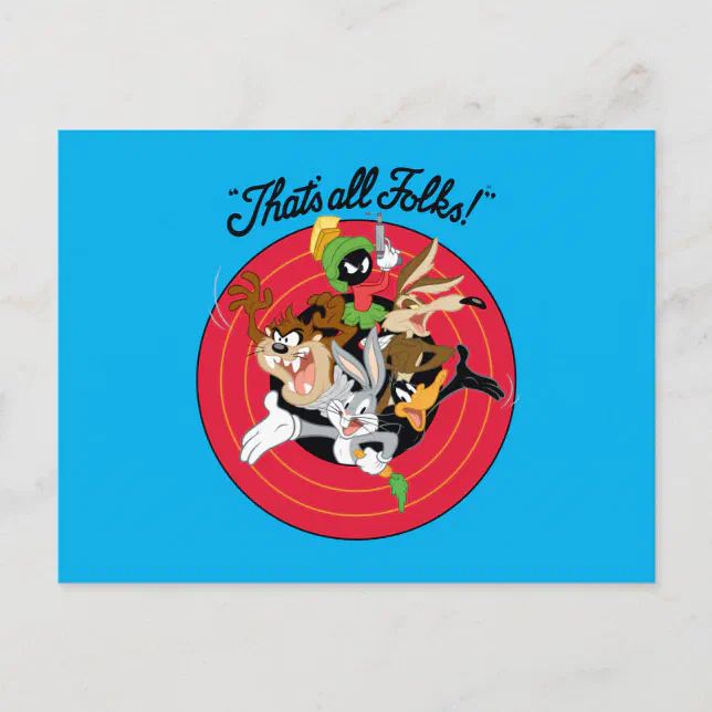 LOONEY TUNES™ "THAT'S ALL FOLKS!™" Bullseye Group Postcard | Zazzle