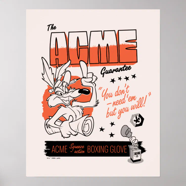 LOONEY TUNES™ | WILE E. COYOTE™ ACME Boxing Glove Poster | Zazzle