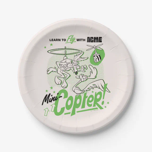 LOONEY TUNES™ | WILE E. COYOTE™ Acme Mini-Copter Paper Plates | Zazzle