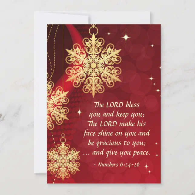 Lord Bless You Bible Elegant Red Christmas Flat Holiday Card | Zazzle