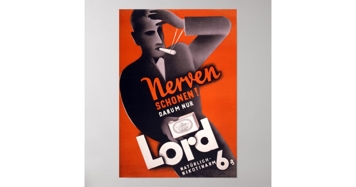 Lord Cigarettes German Vintage Poster Restored | Zazzle