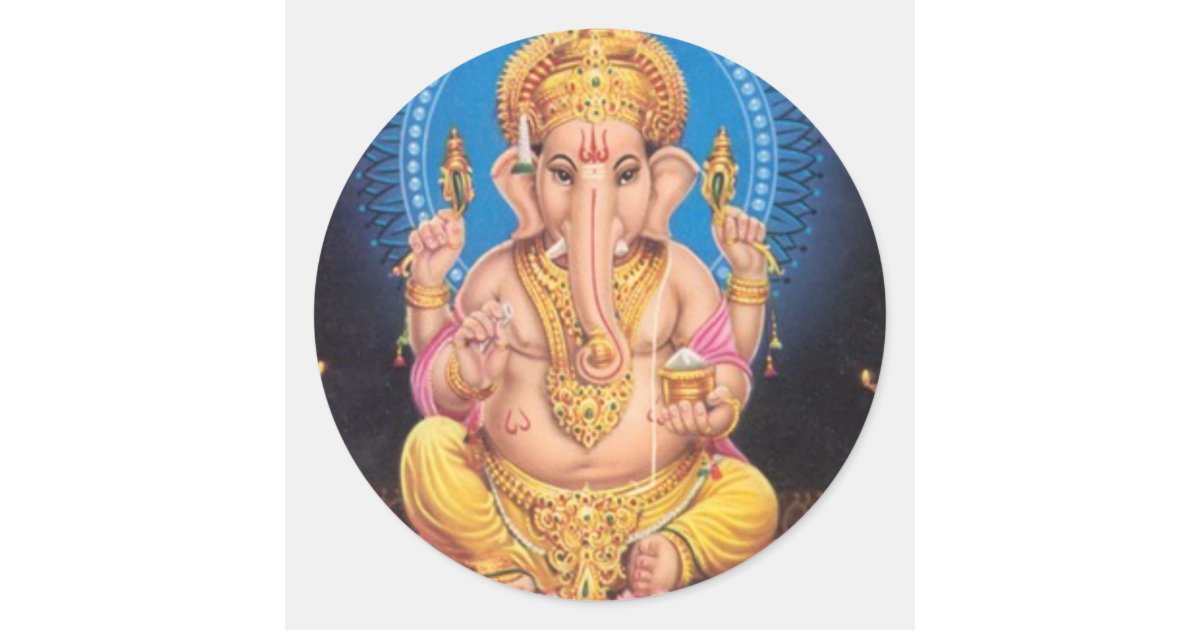 Lord Ganesh Round Sticker | Zazzle
