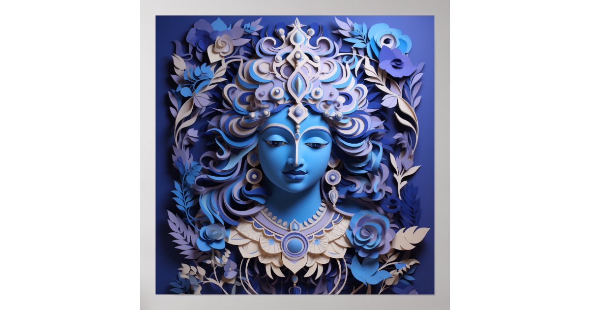 Lord Krishna Modern Indian art Poster | Zazzle