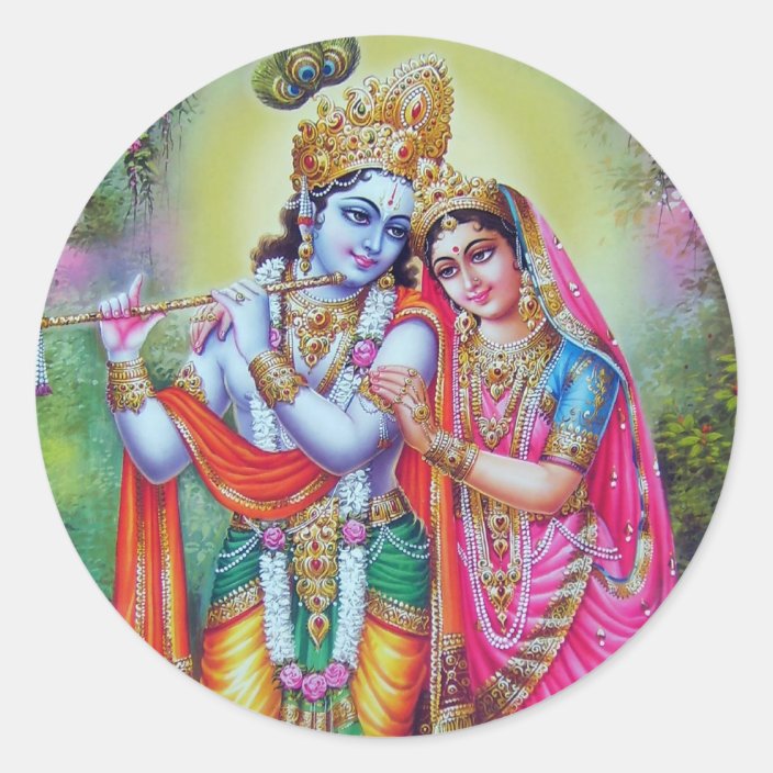 Lord Krishna & Radha Classic Round Sticker | Zazzle.com