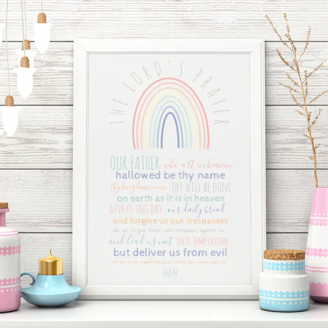 Lord's Prayer For Kids With Rainbow Poster | Zazzle