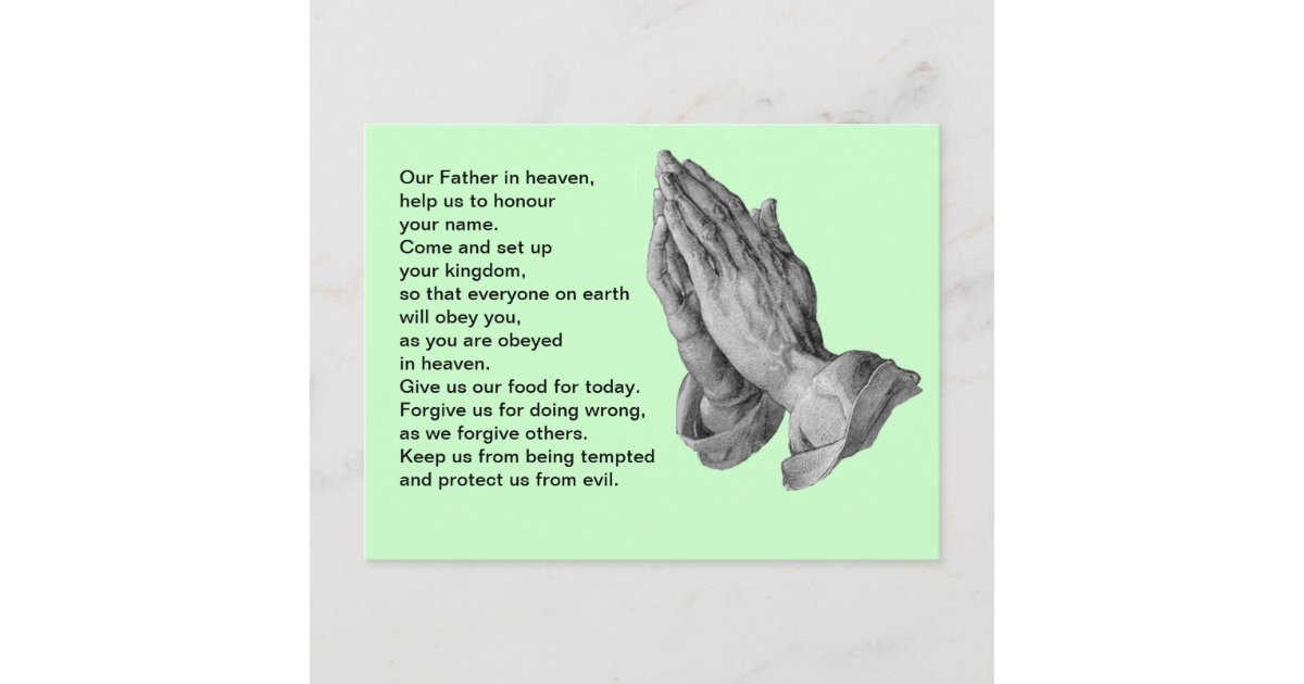 Lord's Prayer Green Postcard | Zazzle