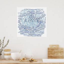 Lorem Ipsum Word Cloud - Blue version Poster | Zazzle